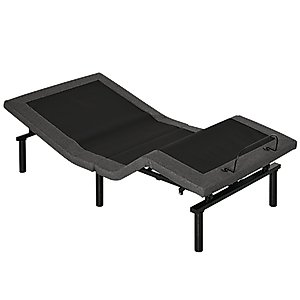HOMCOM Twin XL Adjustable Bed Frame, Ergonomic Zero Gravity Power Bed Base with Head and Foot Incline, Memory, and Wireless Remote, Gray