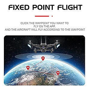 Lozenge Drones with Camera for Adults 4K Quadcopter Helicopter RC Drones for Adults Optical Flow Positioning Dual Cameras UAV (2 Battery&1080P WiFi Camera, Black)