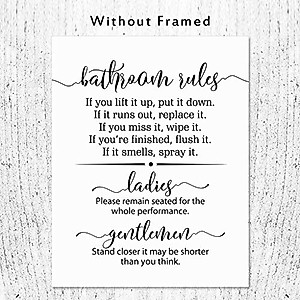 Bathroom Rules Sign, Bathroom Wall Decor, Funny Bathroom Sign, Flush the Toilet, Toilet Sign, Guest Bathroom Sign, Please Remain Seated, 8 x 10 Inches Unframed