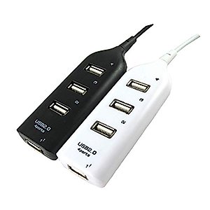 Lysee Plug & Connectors - 4 Port USB 2.0 Multi HUB Splitter High Speed Splitter Socket Expansion Desktop PC Laptop Adapter Converter Data Charger Cable - (Bundle: White)