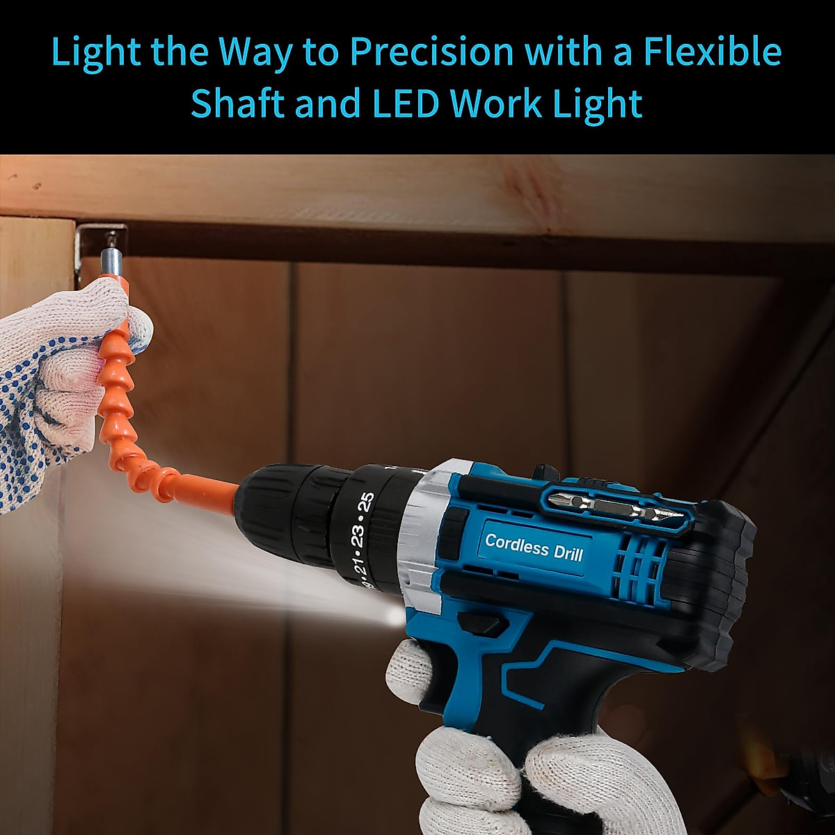 Aseboy Power Drill Cordless, 3/8 Electric Drill with Battery and Charger, 21V Drill Set for Specialized Field and Homework, Battery Drill with LED Light, Variable Speed Mode