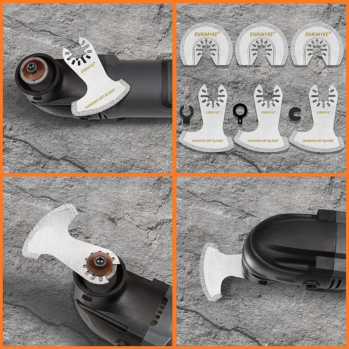 Oscillating Tool Blades, 6 Pcs Oscillating Multi Tool Diamond Segment Swing Semi Circle Grit Grout Mortar Removal Saw Blades (6Pcs)