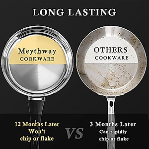 Meythway Stainless Steel Pots and Pans Set Nonstick, 6-Piece Kitchen Cookware Sets with Stay-Cool Handles, Non-Toxic, Dishwasher Safe & Compatible with All Stovetops (Gas, Electric & Induction)