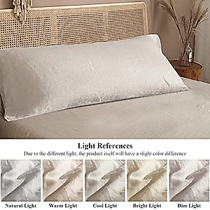 HYPREST 100% French Linen Body Pillow Cover, 20x54 Body Pillow Cover Cooling, Super Soft Breathable Moisture-Absorbing Stone Washed Flax Linen Pillowcase for Body Pillow, Envelope Design