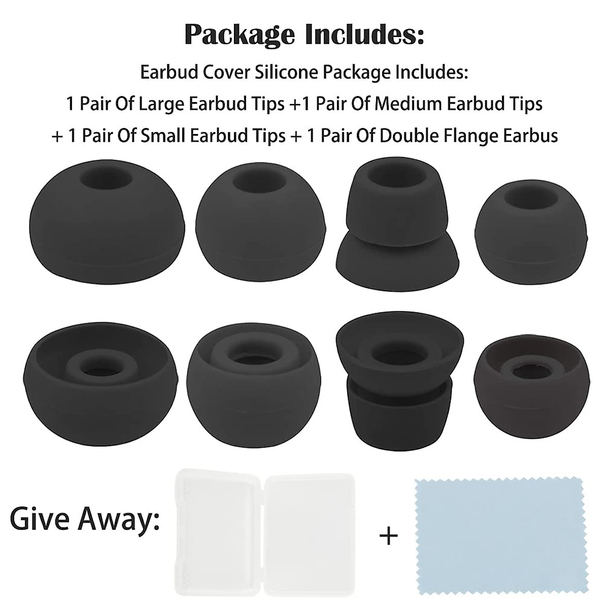 Earbud Tips Replacement for Powerbeats 1 2 3 Wireless Beats by Dre Headphones - Silicone Cover Compatible With Earbuds, 4 Pairs (Black)