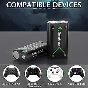 Smatree Rechargeable Battery Compatible with Xbox Series X|S/Xbox One/Xbox One S/Xbox One X/Xbox One Elite Wireless Controller, 3 Pack Batteries with Charger