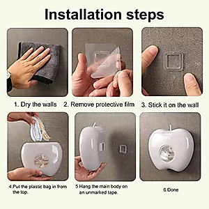 Fresh Keeping Bag Storage Box Wall-mounted Punch-free Large Capacity Space-saving Dustproof Apple Shape Food Cover Cling Film Food Wrap Shower Caps Container Organizer Dispenser for Kitchen Bathroom