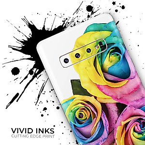 DesignSkinz Rainbow Dyed Roses Protective Vinyl Decal Wrap Skin Cover Compatible with The Samsung Galaxy S20 (Screen Trim & Back Glass Skin)