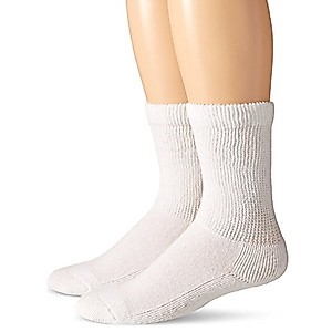 Carolina Ultimate Men's Diabetic Non-Binding Crew Socks 2 Pack, White, Medium