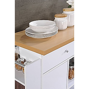 Hodedah Import Island with Spice Rack & Towel Rack Kitchen Cabinet