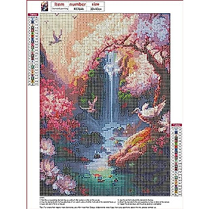 MXJSUA 5D Diamond Painting Kits for Adults,Flower Waterfall DIY Diamond Art Kits Full Round Drill Diamond Painting Kit for Kids Beginners, Crystal Picture Gem Art for Home Wall Decor 12x16In