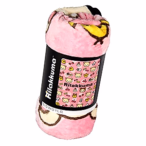 San-X Rilakkuma Korilakuma and Kiiroitori Soft Plush Fleece Throw Blanket 45" x 60"