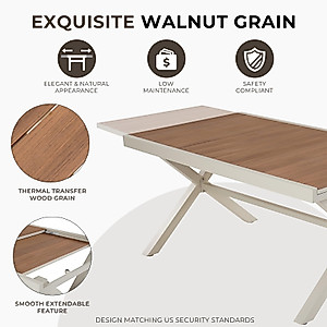 Grand patio 11-Piece Outdoor Dining Set, 10 Extra-Wide Foldable Chairs & 1 Extendable Table, UV-Resistant Mesh Patio Furniture Set, Wood Grain Tabletop for Garden, Yard and Terrace, Apricot