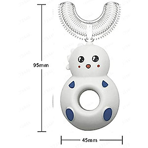 Aoyuexi Children's U-Shaped Toothbrush for 0-12 Years Old Kids - Dinosaur/Donut U Shape Whitening Massage Toothbrush Soft Silicone Brush Head, 360° Oral Teeth Cleaning Design for Toddlers (C)