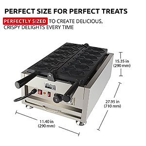 ALDKitchen Taiyaki Fish Waffle Maker | Electric Taiyaki Machine | Fish Shaped Waffle Cones | Stainless Steel Professional | Nonstick Coating | 110V (Six Fishes)
