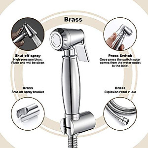 BINCAVIDOU Chrome Thermostatic Pet Bath Wash Car Water Flowers Personal Hygiene Bidet Spray Gun Set Bathroom Toilet Flusher Full Retro Copper Woman Wash Faucet Flushing Body Cleaner
