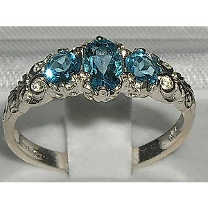 925 Sterling Silver Natural Blue Topaz Womens Promise Ring - Size 5.5