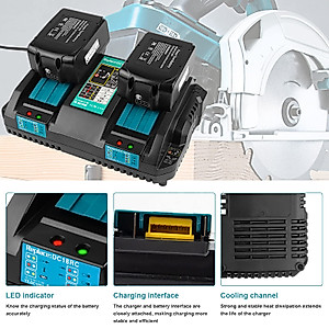 TREE.NB 18V DC18RD Dual Ports Battery Charger, Fast Replacement Charge 4A 120W Lithium-Ion Battery BL1415 BL1430 BL1830 BL1840 BL1850 BL1850B BL1860B, Replace DC18RC DC18SF DC18RT