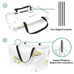 Bicycle Full Print Large Capacity Laundry Organizer Tote Bag - Reusable and Foldable Oxford Cloth Shopping Bags