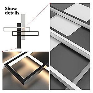 OKES LED Ceiling Light Fixture,85W Flush Mount Ceiling Lights with Remote,Black Square Acrylic Modern Ceiling Lamp for Bedroom,Kitchen,Living Room,Study Dimmable/3000-6000K