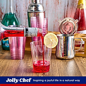 JOLLY CHEF 10 oz Purple Plastic Cups, 100 Pack Party Glasses Tumblers, Heavy Duty Purple Glitter Disposable Cups for Wedding, Thanksgiving, Christmas, Halloween