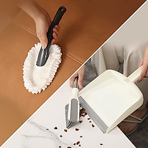 3 Pcs Small Hand Rubber Broom and Dustpan Set,Mini Dustpan and Brush Set with Soft Dust Brush,dust Pans with Brush for Sofa,Floor,Car, Desk, Keyboard…