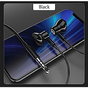 Wired Earbuds Noise Isolating In-Ear Headphones Earphones with Mic Volume Control 3.5mm Plug for Sports Workout Compatible with Cell Phones Android Samsung Galaxy Moto Tablets Laptops Computer (Black)