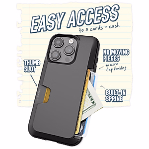 Smartish iPhone 15 Pro Wallet Case - Wallet Slayer Vol. 1 [Slim + Protective] Credit Card Holder - Drop Tested Hidden Card Slot Cover Compatible with Apple iPhone 15 Pro Case Wallet - Black Tie Affair