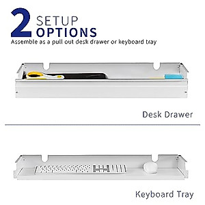 VIVO Extra Large 33 inch Under Desk Sliding Pull-out Drawer or Keyboard Tray for Office Desk, Oversized Storage for Sit Stand Workstation, Slim Organizer, White, DESK-DR33-W