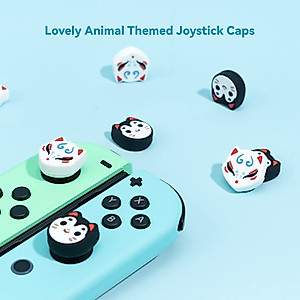 GeekShare Silicone Cute Animal Theme Thumb Grip Caps, Compatible with Nintendo Switch/OLED & Switch Lite, 4PCS