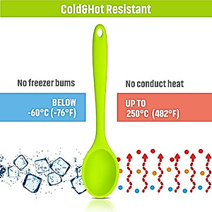 Patelai 4 Pieces Small Multicolored Silicone Spoons Nonstick Kitchen Spoon Silicone Serving Spoon Stirring Spoon for Kitchen Cooking Baking Stirring Mixing Tools (Dark Red, Green, Yellow, Blue)