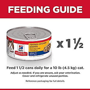 Hill's Science Diet Wet Cat Food, Adult 7+ for Senior Cats, Chunks & Gravy Tender Chicken Recipe, 5 oz. Cans, 24-Pack
