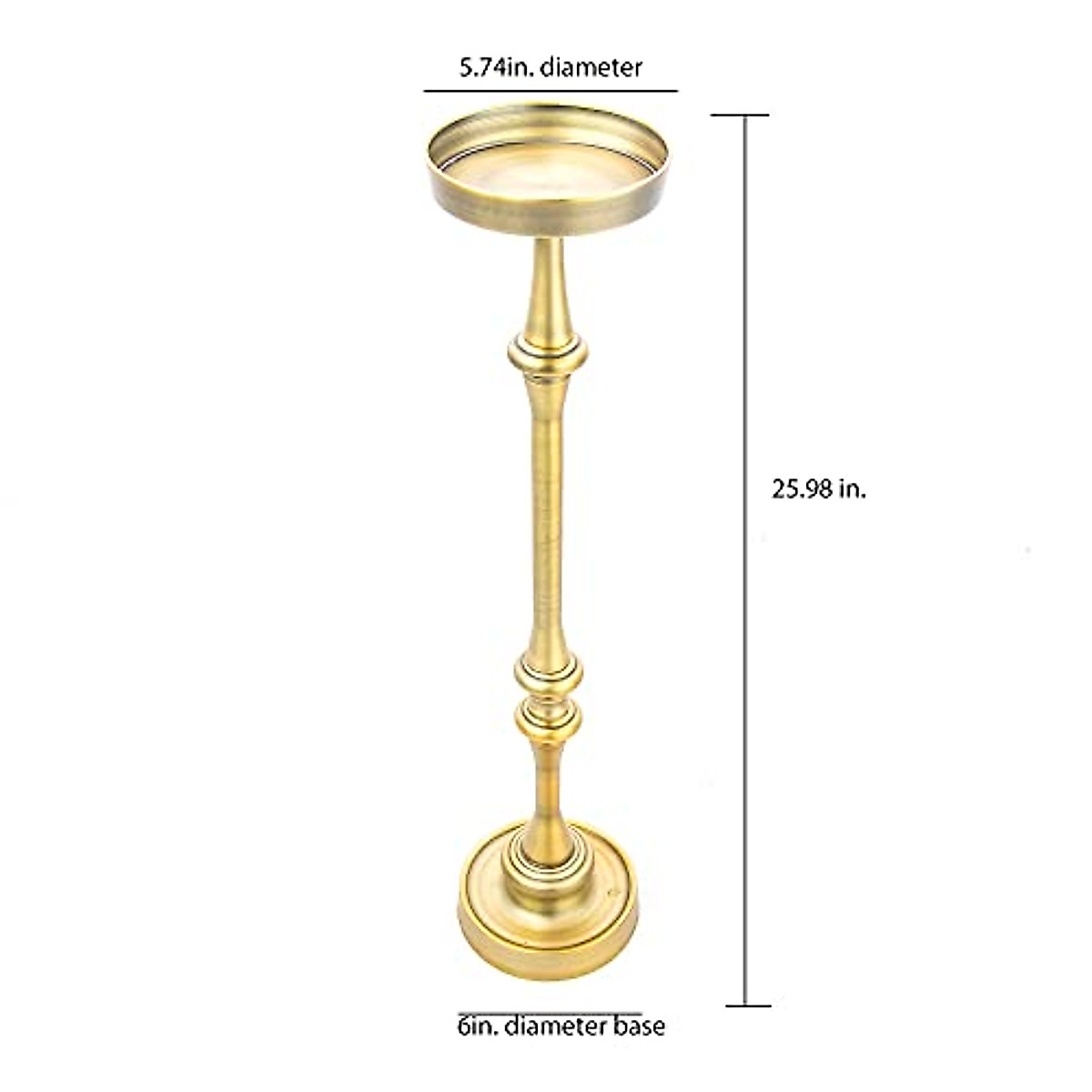 NewRidge Home Goods Dapper Glam 6in. Round Martini, Set of 2, for Small Spaces and Living Room End, Side, Drink Table, 5.74" Lx5.74 Dx25.99 H, Brass