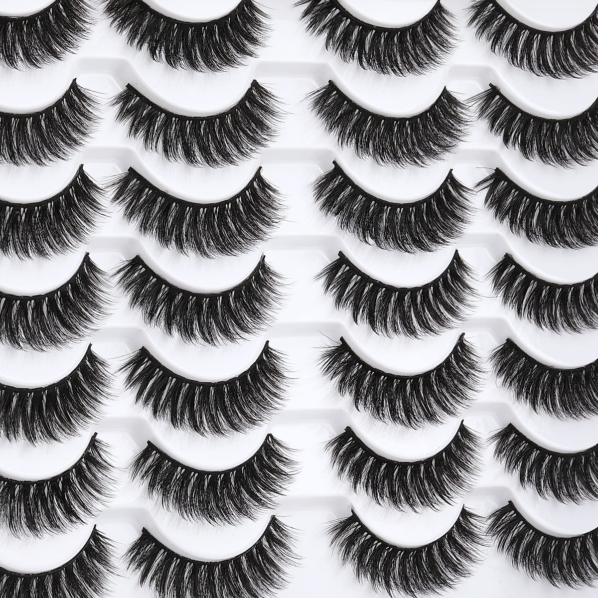 ALICROWN Short Eyelashes Natural Look False Lashes Mixed Lightweight Fluffy Handmade Soft Volume 14 Pairs Faux Mink Pack