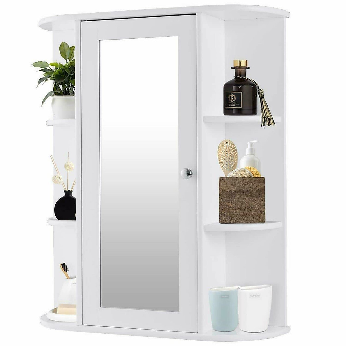Home Bathroom Wall Mount Cabinet Storage Shelf Over Toilet w/Mirror Door