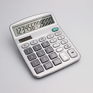 MJWDP 12Digit Desk Calculator Large Buttons Financial Business Accounting Tool Silver Big Key Battery Solar Power for School Office