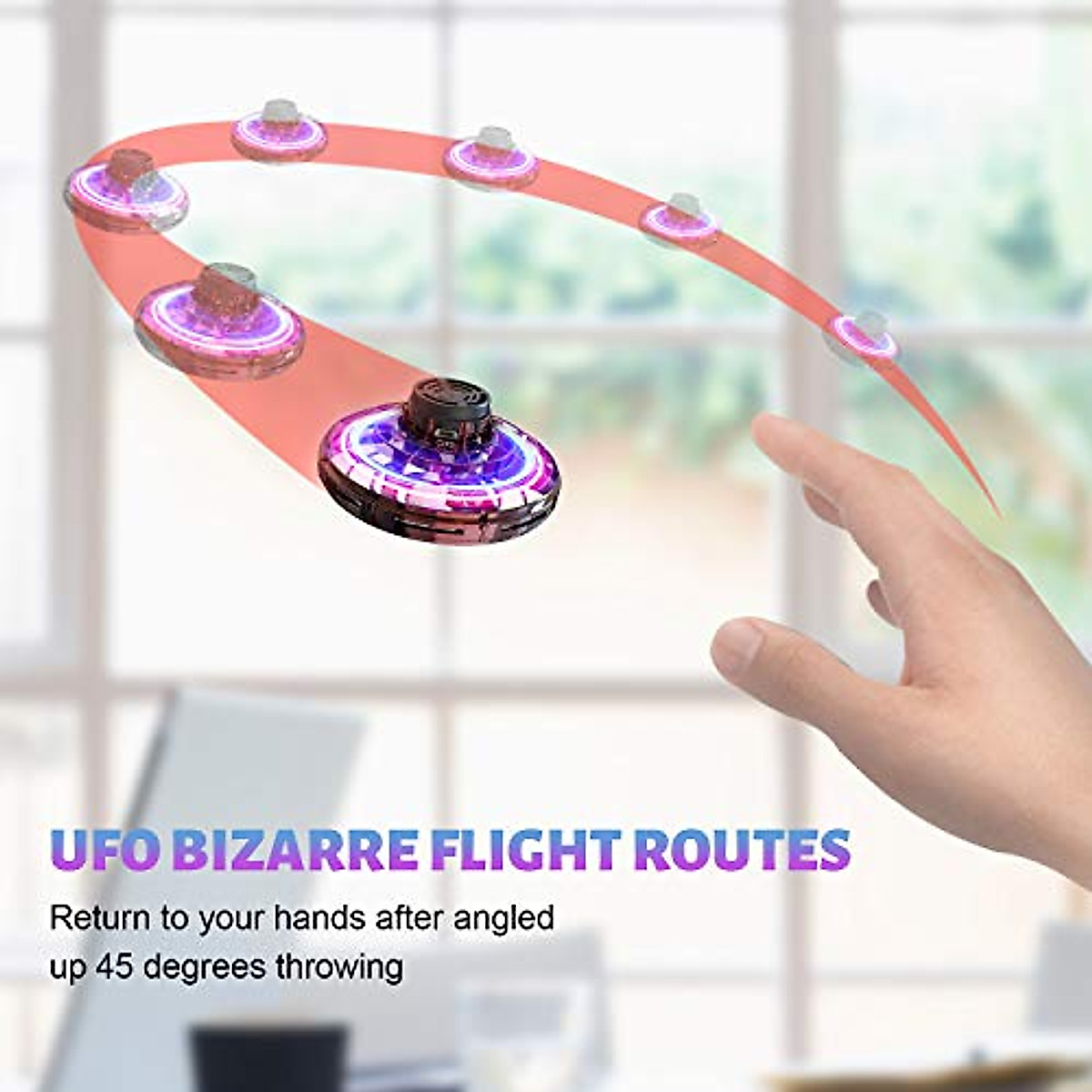 GESUNDHOME Hand Operated Drones for Kids or Adults, Flying Spinner Mini Drones, 360° Rotation Flying Ball Drones with Shinning LED Lights, Small UFO Toys for Indoor Outdoor Boys Girls Gift