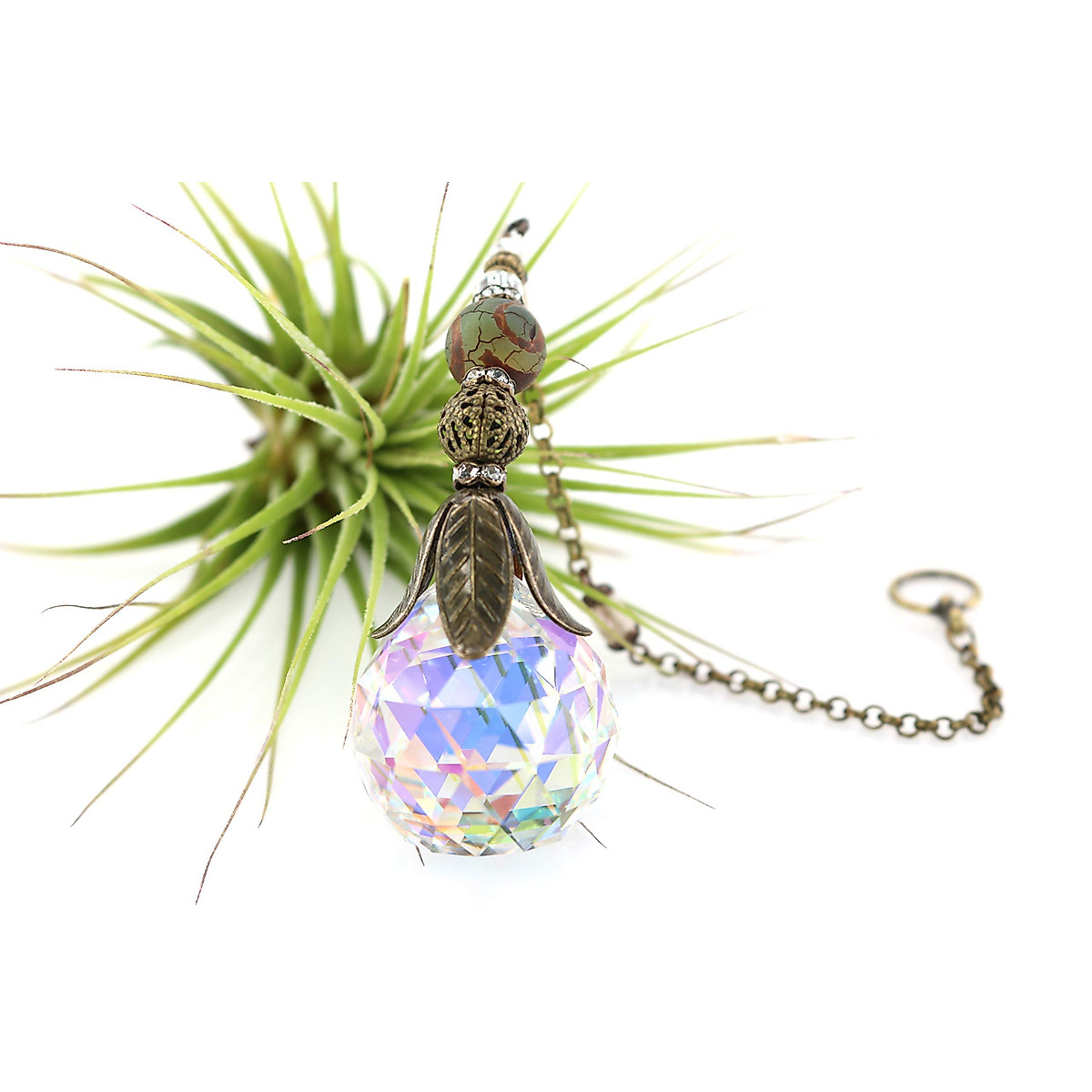 Handcrafted, Simple, Boho Sun Catcher (30mm) Crystal Hanging for Windows, Home, Garden Decor, Gift, Mom, Family, Friend, (Qty of 1, Hanging Length: 9.5 inches) | 2 Dirty Birds Boutique