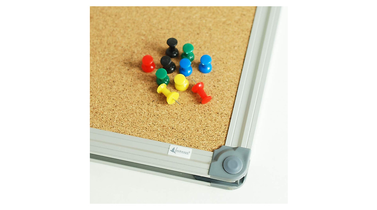 Lockways Double Sided Cork Board 36x24 Wall Mount Notice Board