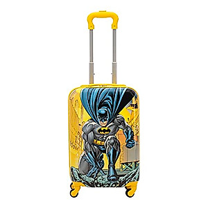 FUL DC Comics Batman 21 Inch Kids Rolling Luggage, Hardshell Carry On Suitcase with Wheels, Yellow