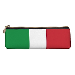 JIPOFD Italian Flag Creative Triangular Leather Pencil Case Is Light And Convenient With Large Storage Capacity