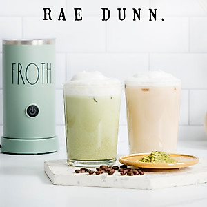 Rae Dunn Electric Milk Frother Steamer -Stylish Automatic Milk Steamer and Frother, Milk Warmer, Hot and Cold Foam Maker for Coffee, Latte, Cappuccino, Macchiato - 550 Watt (Sage)