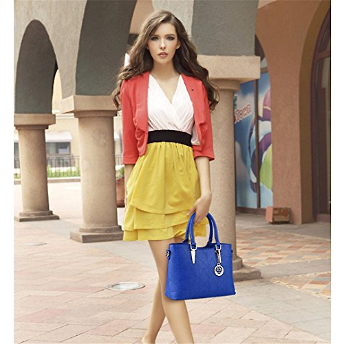 LIZHIGU Womens Leather Shoulder Bag Tote Purse Fashion Top Handle Satchel Handbags Royal Blue