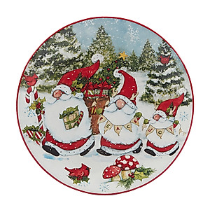 Certified International Christmas Gnomes 9" Salad/Dessert Plates, Assorted Designs, Multicolor, Medium, Set of 4