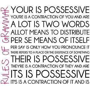 CafePress Rules Of Grammar Mug Ceramic Coffee Mug, Tea Cup 11 oz