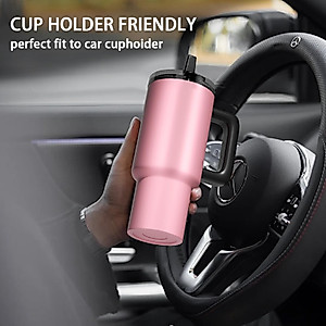 Barpertik 40 oz Tumbler with Flip Straw&LeakProof Lid|Quencher ProTour Flip Straw Tumbler|Built-in Straw|Stainless Steel|Water Bottle Insulated Cup|BPA Free|Gifts|Pink