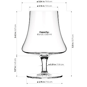 LUXBE - Bourbon Whiskey Brandy Crystal Glasses Goblet Snifter, Set of 4 - Handcrafted LeadFree Glass - Great for Spirits Drinks - Scotch Cognac - 8.5oz - 250ml