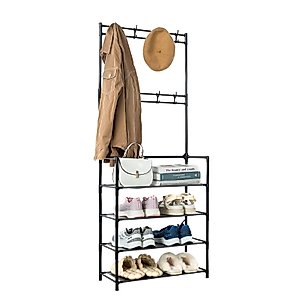 Bixtaneab 4-Tier Coat and Shoe Rack – Space-Saving Entryway Organizer for Front Door, Bedroom, Hallway, Office – Easy Assembly, Multifunctional Storage Solution