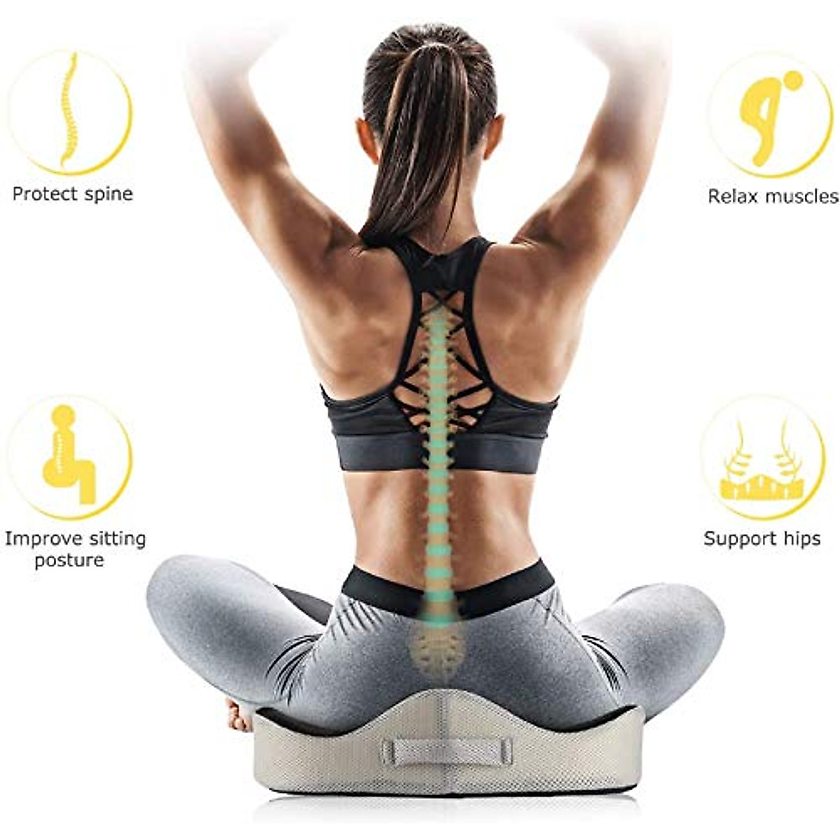 Carttiya Seat Cushion, Office Chair Cushions for Long Sitting, Non-Slip Extra Dense Wide Large Memory Foam Chair Pad for Tailbone, Coccyx, Sciatica, Back Pain Relief, Car & Chair Thick Pad for Hip