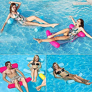 Foldable Backrest Inflatable Floating Bed Floating Row Water Amusement Lounge Chair Water Inflatable Floating Bed Sofa Water Bed Lounge Chairs